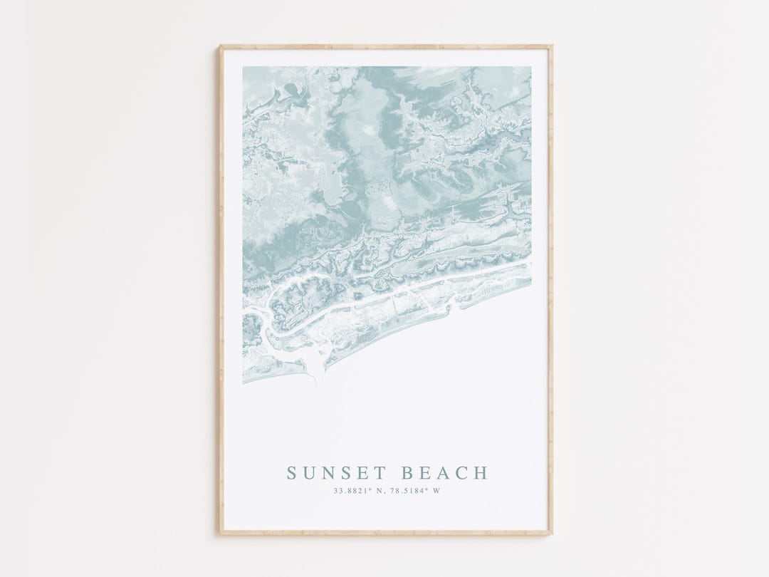 Sunset Beach North Carolina Map Print, Map of Sunset Beach, Sunset ...
