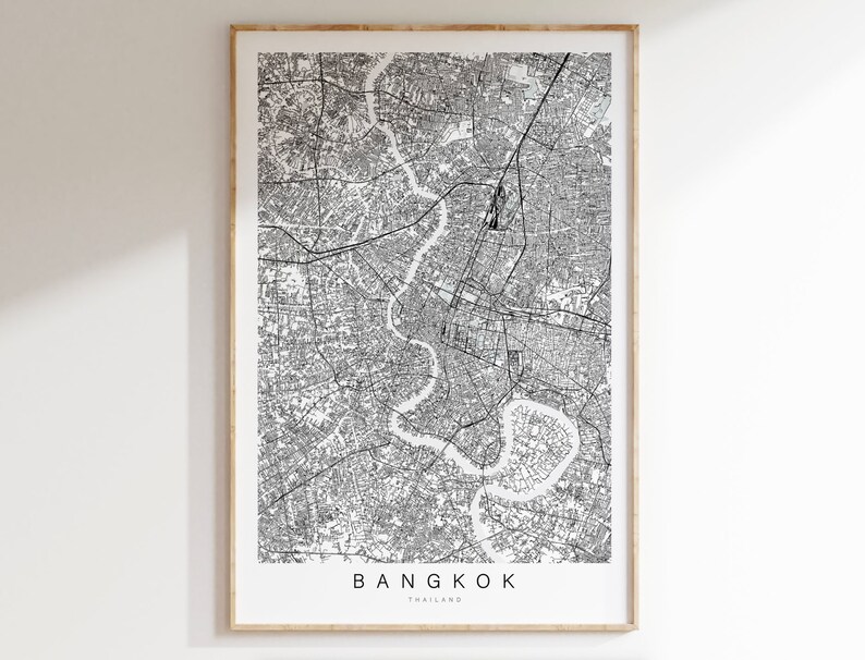 Bangkok Map Print, Map of Bangkok, Bangkok Wall Art, Thailand Map ...