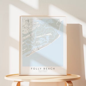 Folly Beach South Carolina Map Print, Map of Folly Beach, Charleston ...