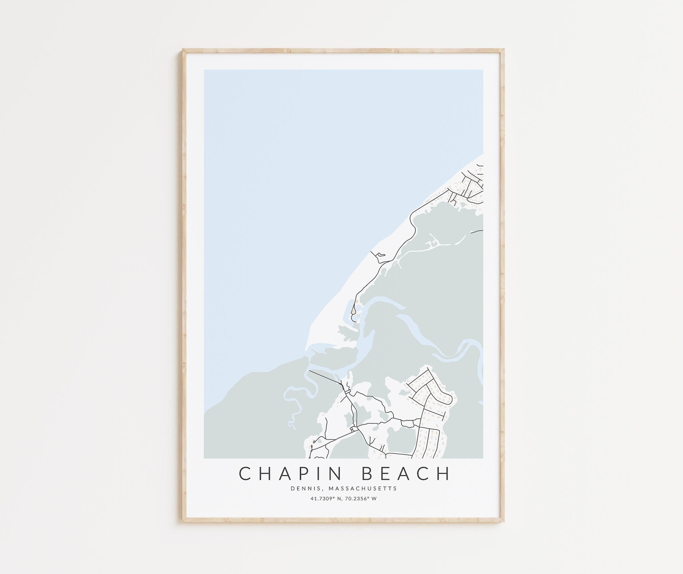 Chapin Beach Map Print, Cape Cod Map Print, Dennis Massachusetts Poster ...