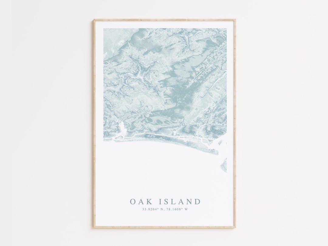 Oak Island North Carolina Map Print, Map of Oak Island, Oak Island Gift ...