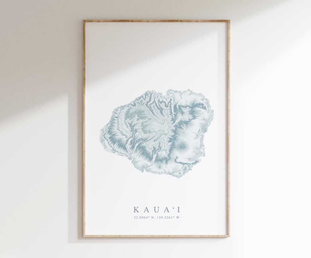 Kauai Map Print, Kauai Hawaii Poster, Island Wall Art, Hawaii Gift ...