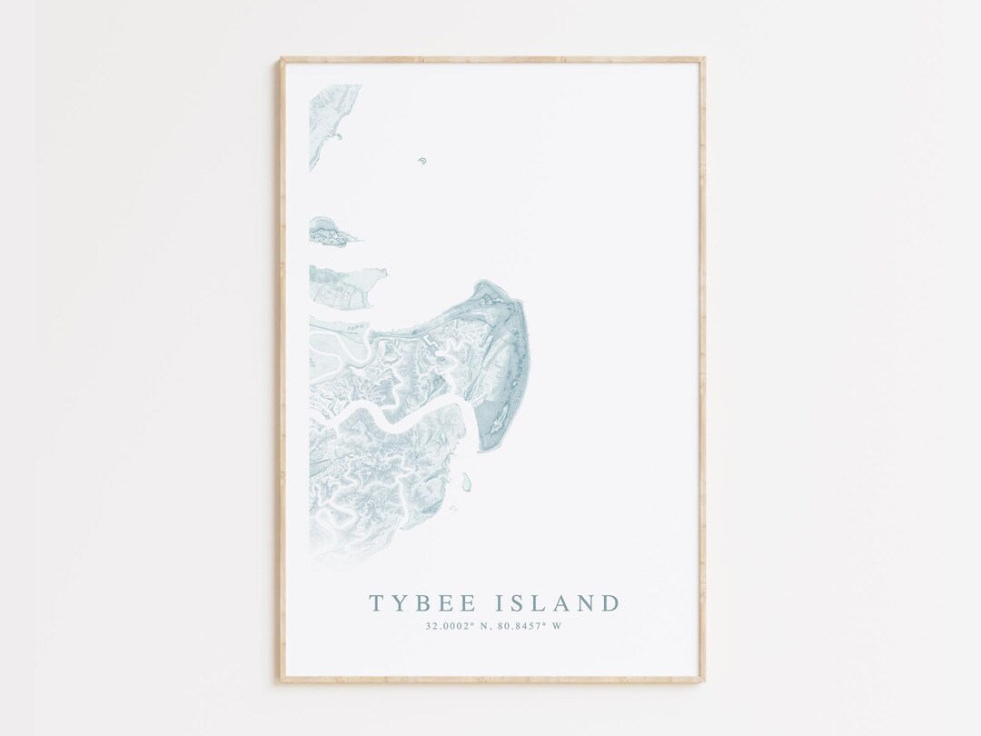 Tybee Island Map Print, Georgia Beach Home Gift, Tybee Island Wall Art ...