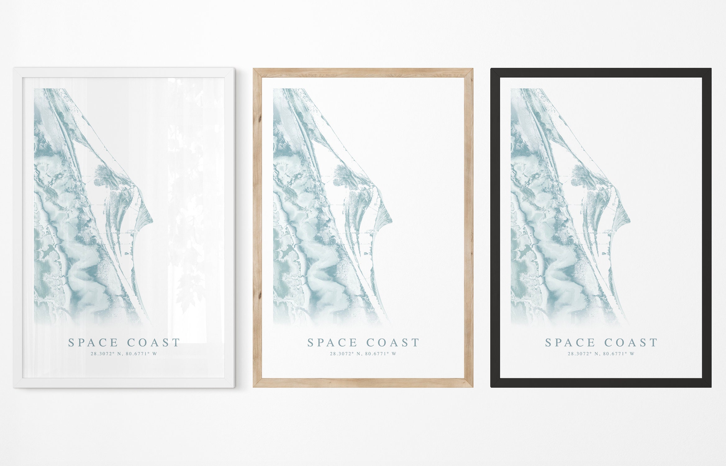 Space Coast Map Print, Space Coast Map Art, Florida Gift, Satellite ...