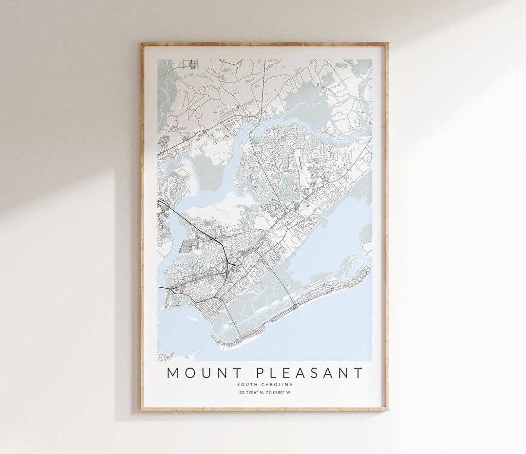 Mount Pleasant South Carolina Map Print, Map of Mount Pleasant ...