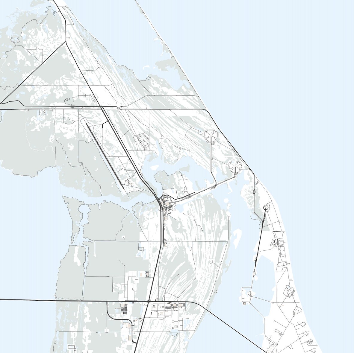Space Coast Florida Map Print, Map of Space Coast, Cape Canaveral ...