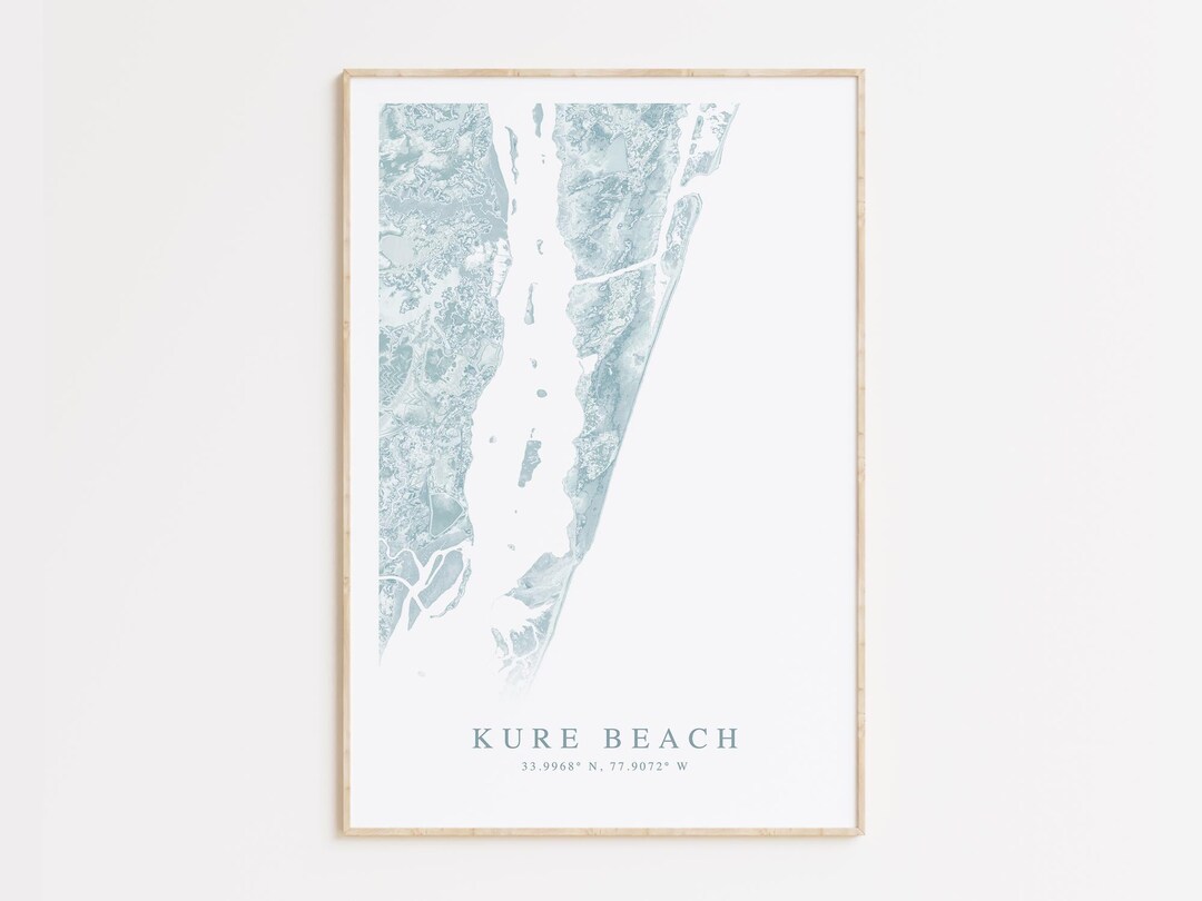 Kure Beach North Carolina Map Print, Map of Kure Beach, Kure Beach Gift ...