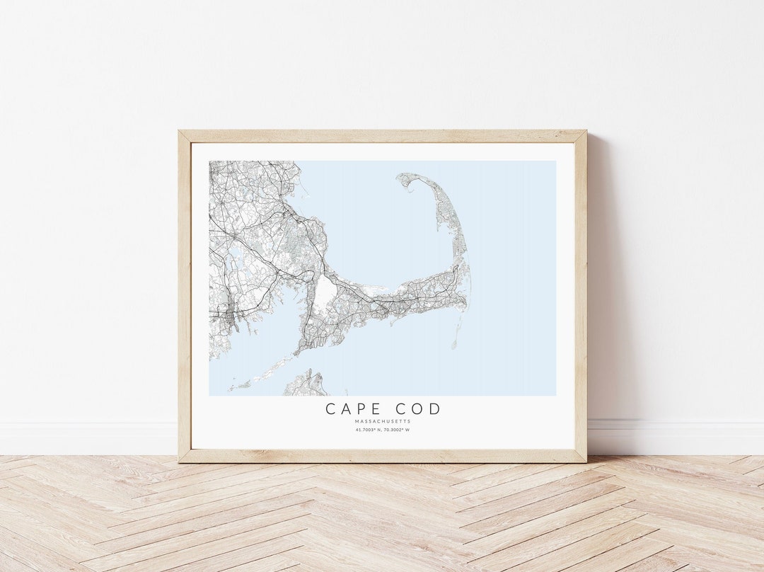 Cape Cod Map Print, Cape Cod Poster, Cape Cod Gift, Cape Cod Street Map ...