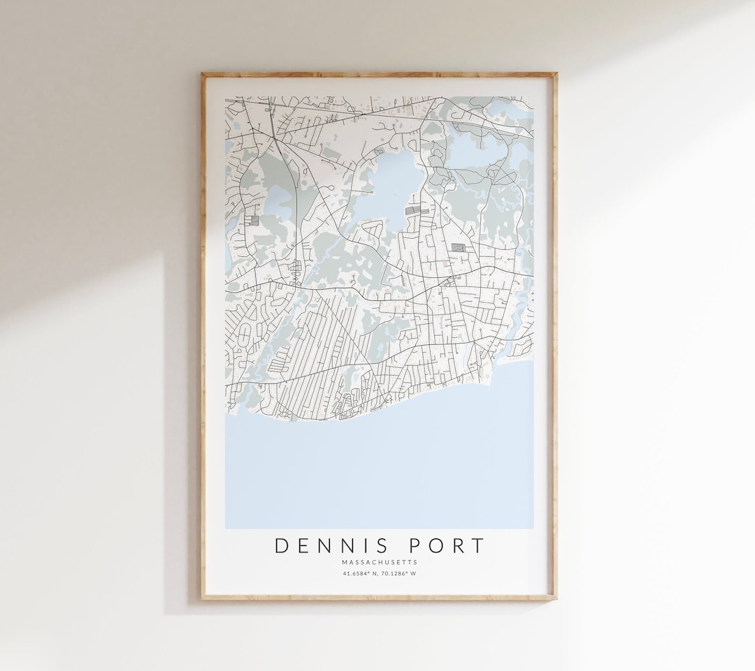 Dennis Port Map Print, Cape Cod Poster, Cape Cod Gift, Cape Cod Map ...