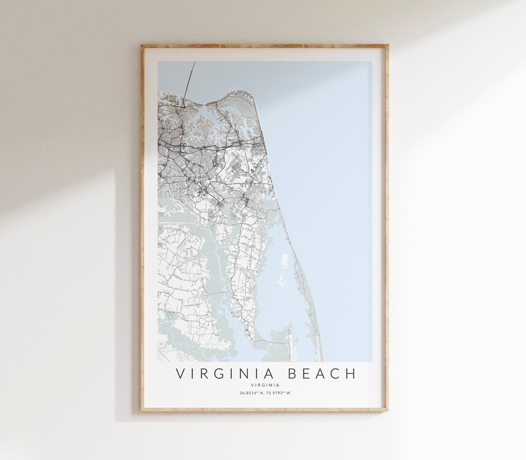 Virginia Beach Map Print, Virginia Beach Poster, Virginia Map Print ...