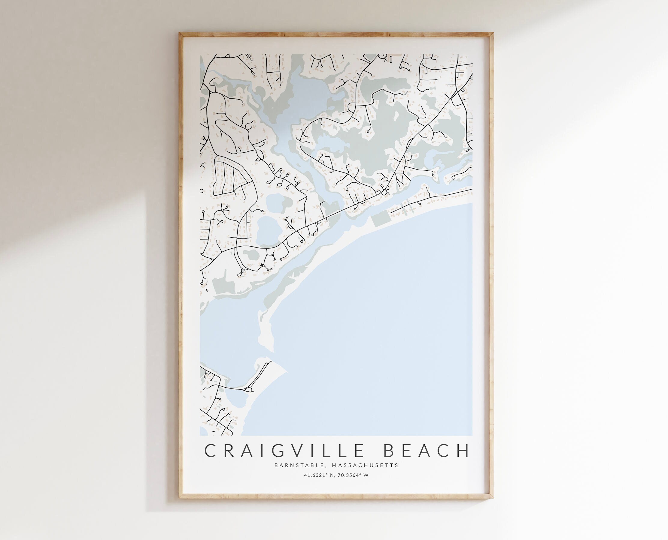 Craigville Beach Map Print, Cape Cod Map Print, Barnstable ...