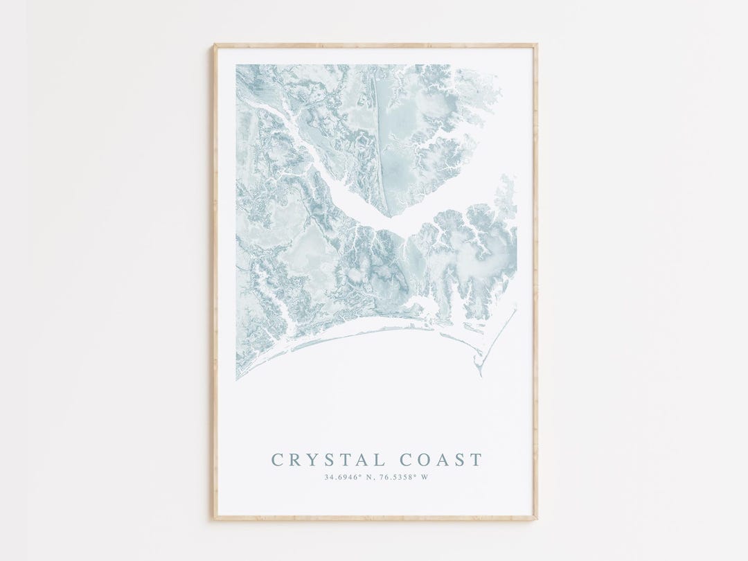 Crystal Coast North Carolina Map Print, Map of Crystal Coast NC ...