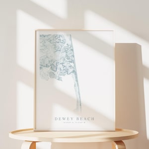 Dewey Beach Map Print, Map of Dewey Beach Delaware, Dewey Beach Gift, Delaware Map Poster ...