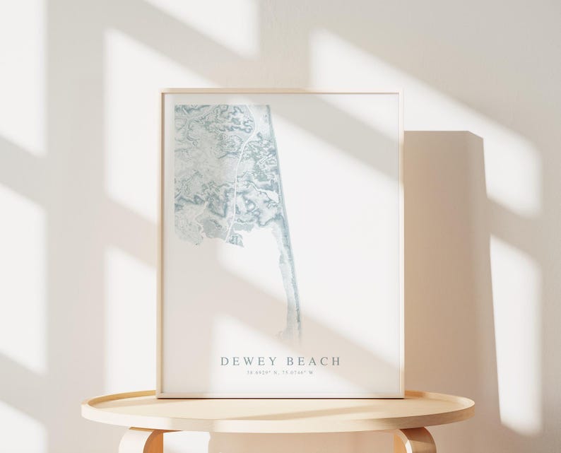 Dewey Beach Map Print, Map of Dewey Beach Delaware, Dewey Beach Gift ...