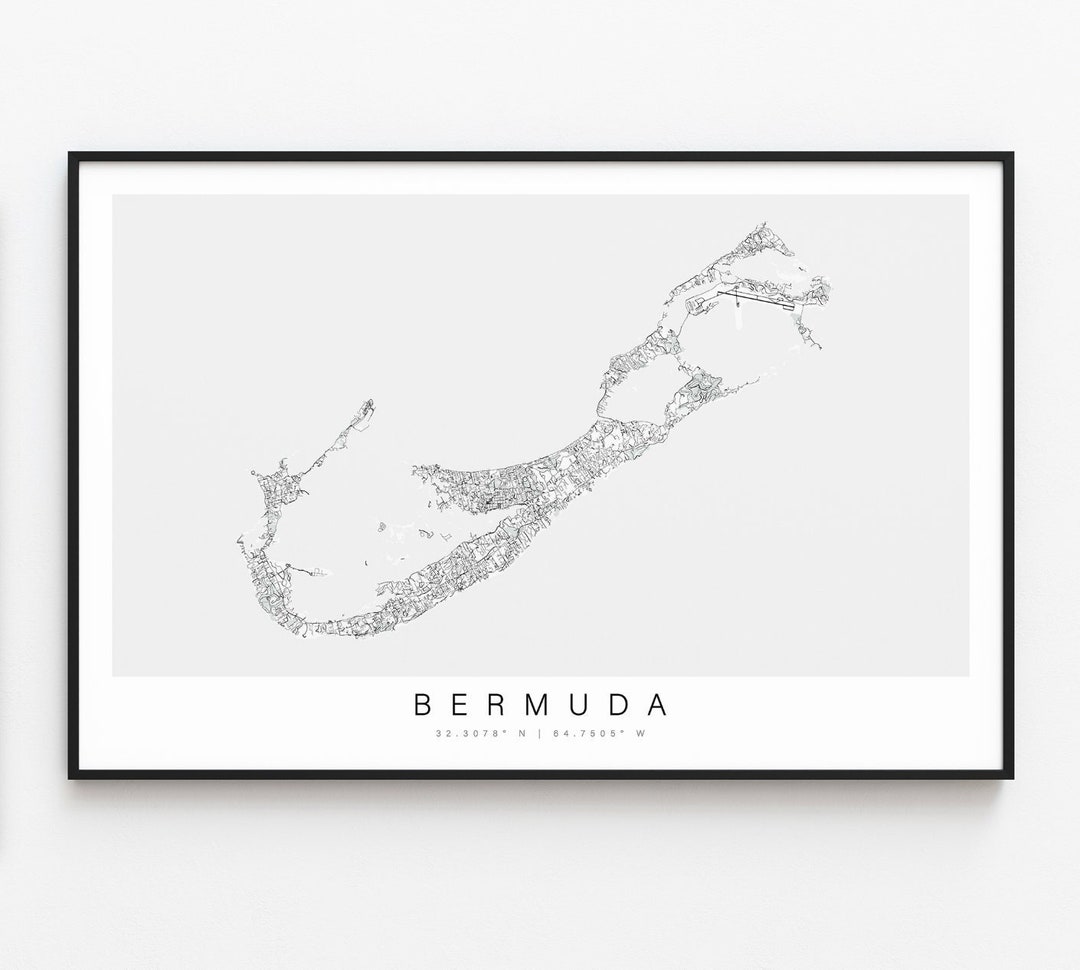 Bermuda Map Print, Bermuda Map, Bermuda Poster, Island Art, Bermuda ...