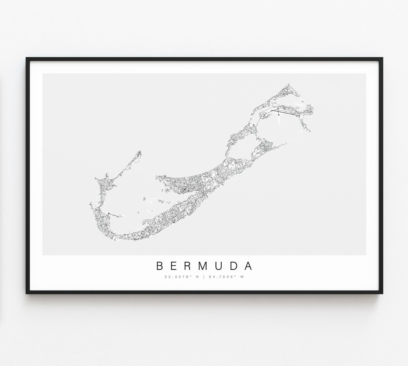 Bermuda Map Print, Bermuda Map, Bermuda Poster, Island Art, Bermuda ...