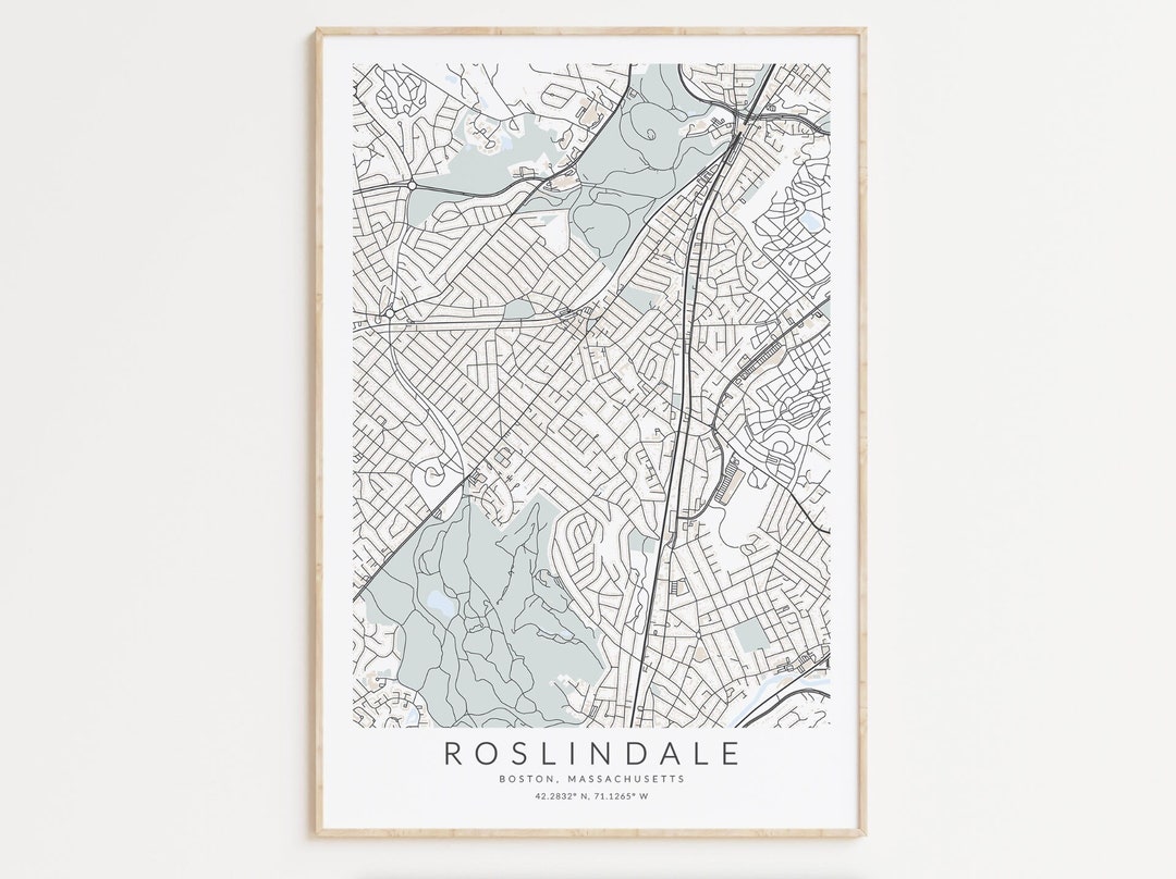 Roslindale Map Print, Roslindale Massachusetts Map, Boston Neighborhoods, Boston Gift, Boston ...