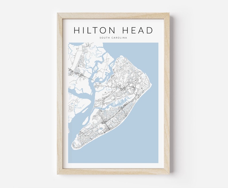 Hilton Head Island Map, Hilton Head Print, Hilton Head South Carolina ...