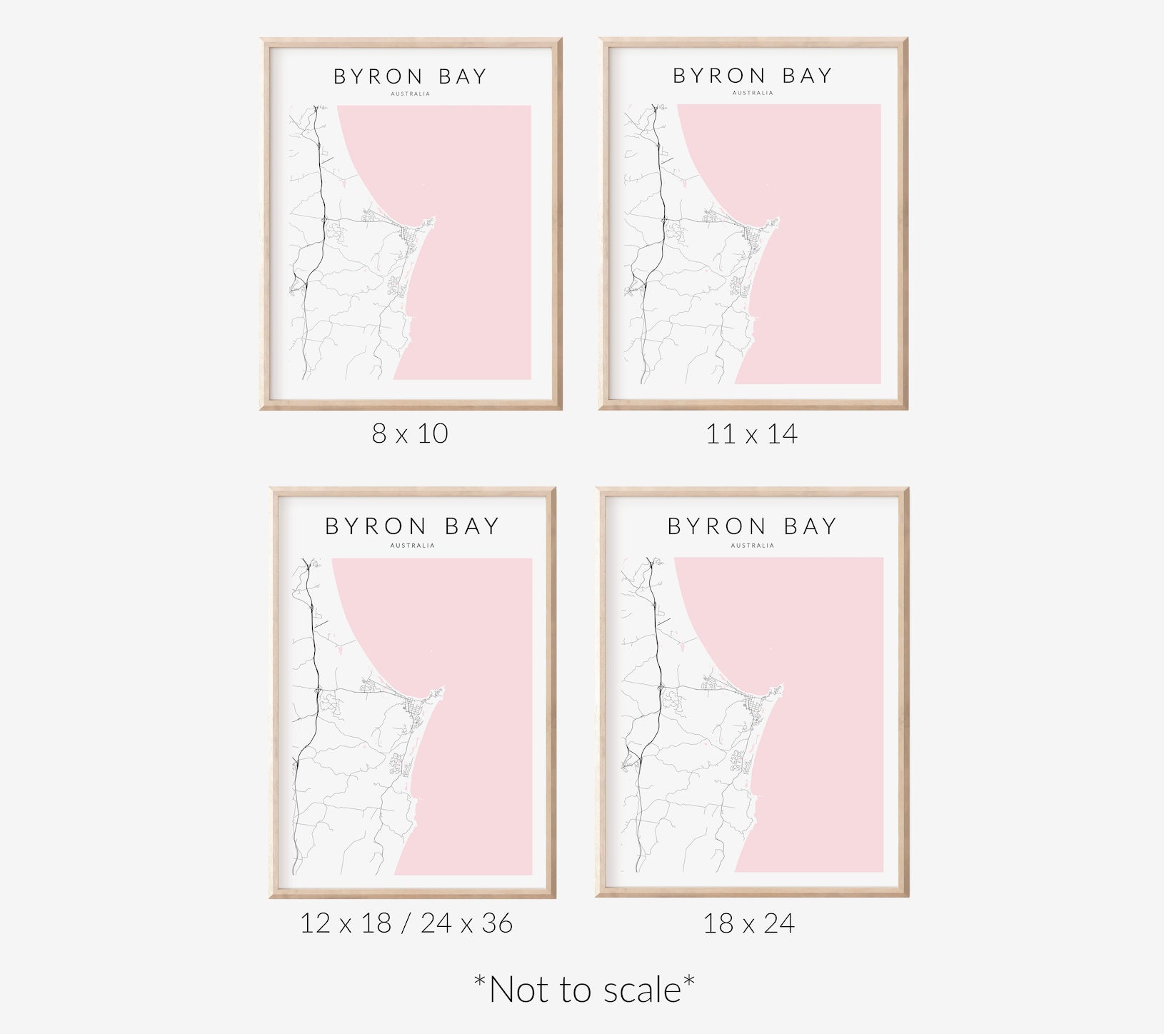 Byron Bay Map Print, Australia Map Print, Byron Bay Australia Poster ...