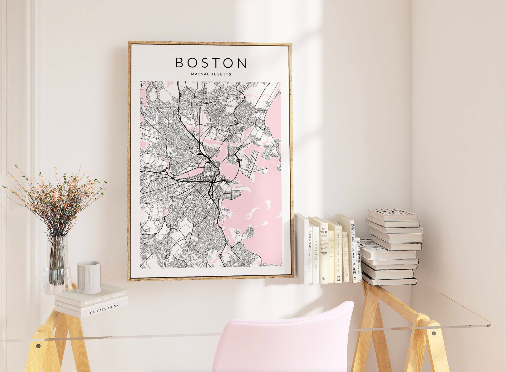 Boston Poster, Boston Map Print, Minimalist Map, Massachusetts Map ...