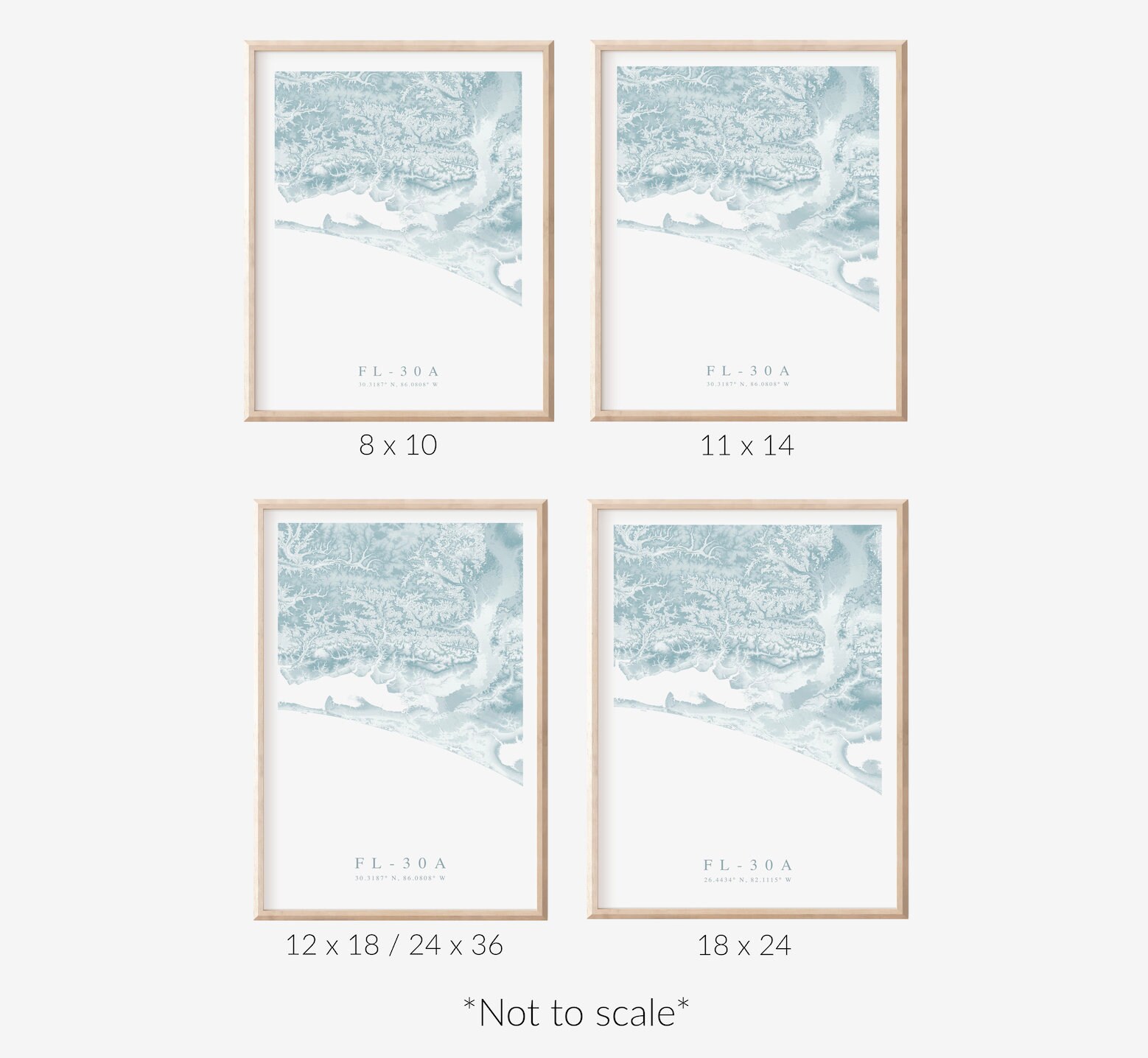 Highway 30A Map Print, 30A Wall Art, Florida 30A Poster, Miramar Beach ...