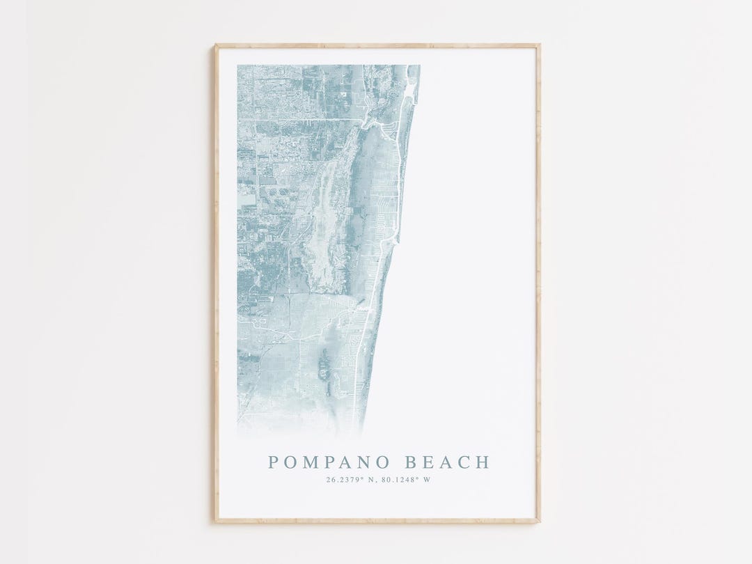Pompano Beach Florida Map Print, Map of Pompano Beach, Florida Beach ...