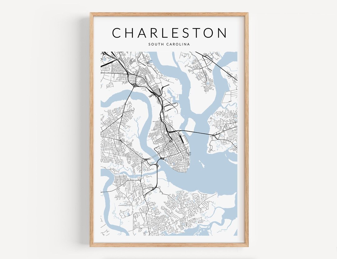 Charleston Map Print, Charleston South Carolina Print, Charleston ...