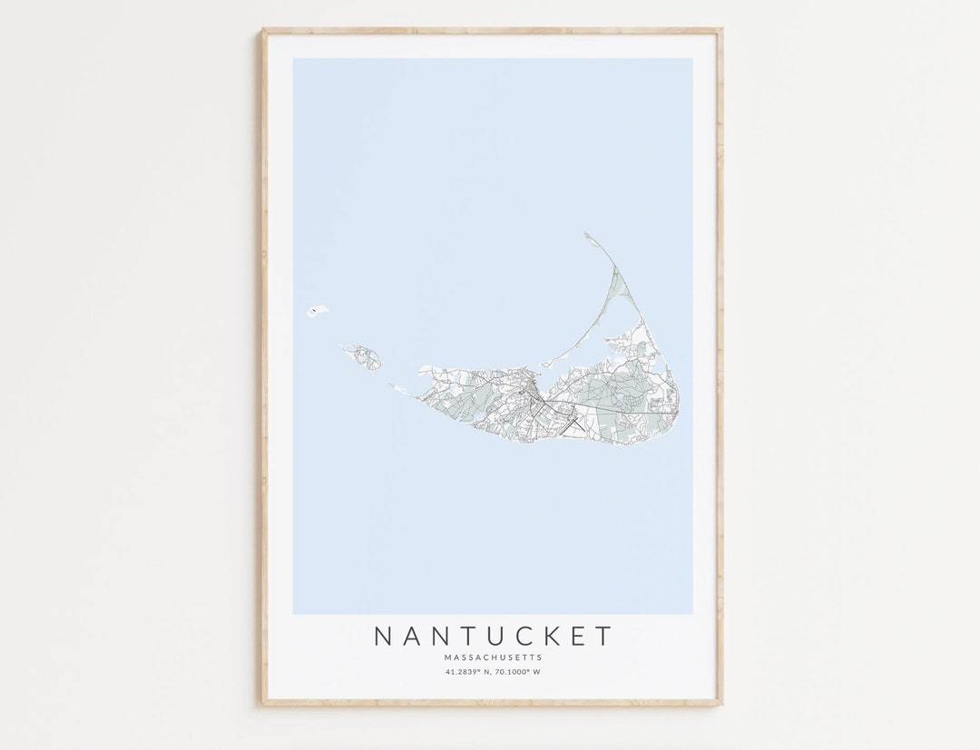 Nantucket Map Print, Nantucket Poster, Cape Cod Wall Art, Nantucket ...