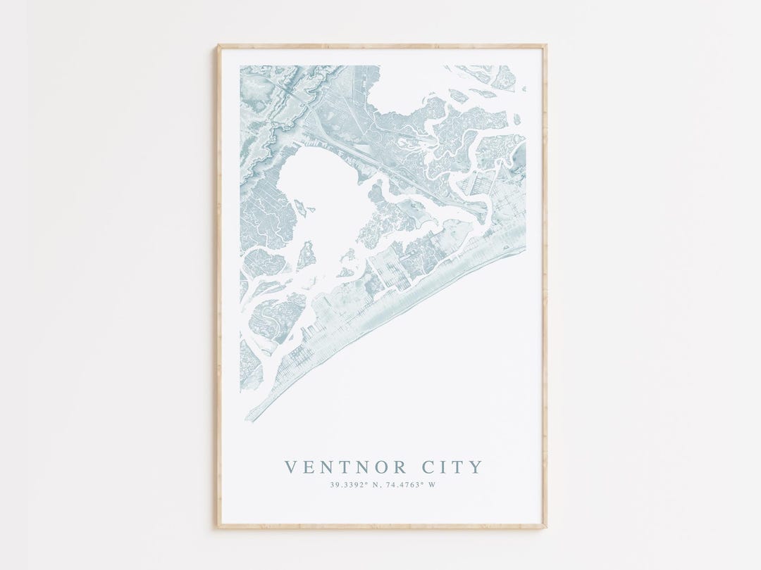 Ventnor City Jersey Map Print, Map of Ventnor City, Ventnor City Gift ...