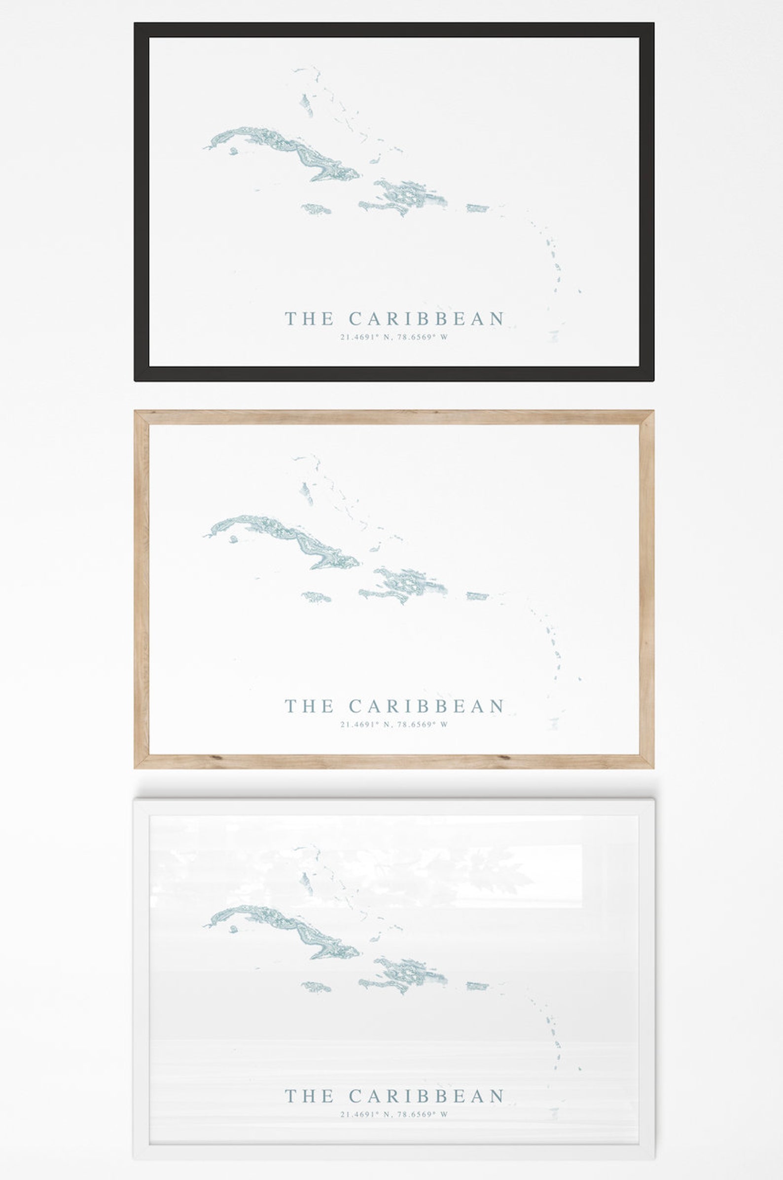Caribbean Map Print, Caribbean Poster, Caribbean Wall Art, Map of the ...