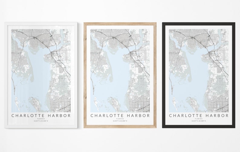 Charlotte Harbor Florida Map Print, Map of Charlotte Harbor, Charlotte ...