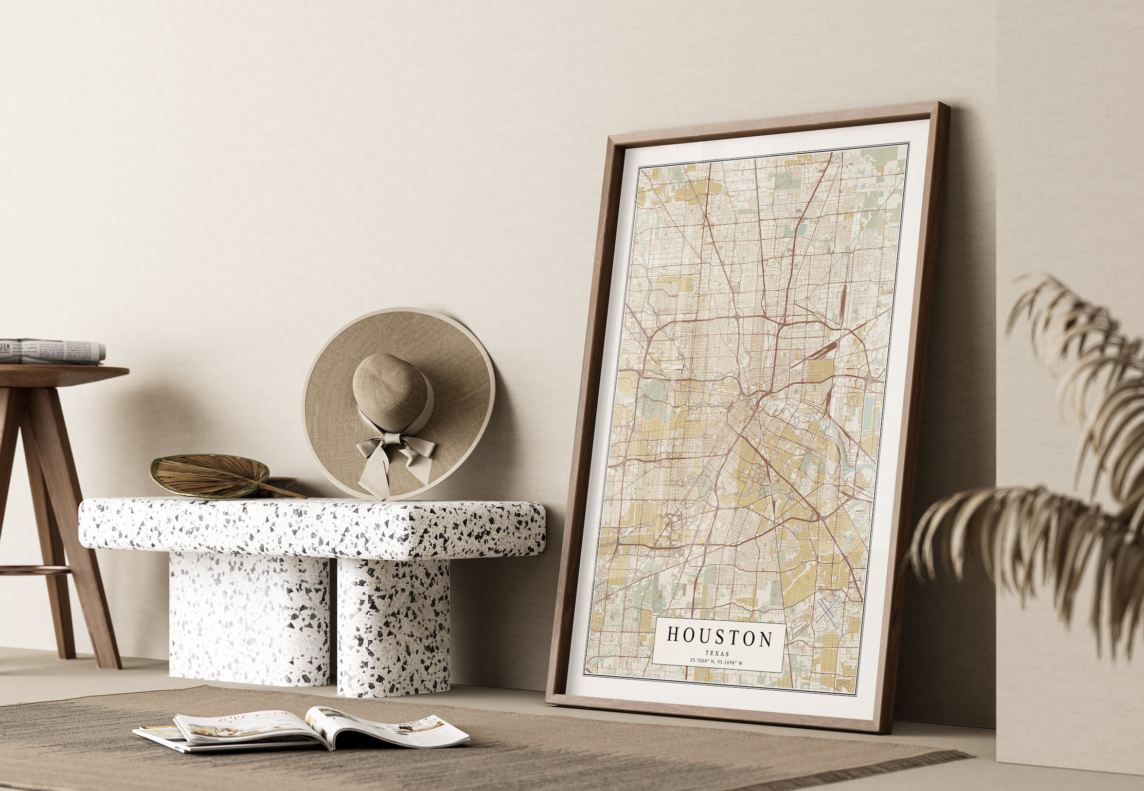Houston Texas Vintage Map Houston Map Print Texas Map Map - Etsy