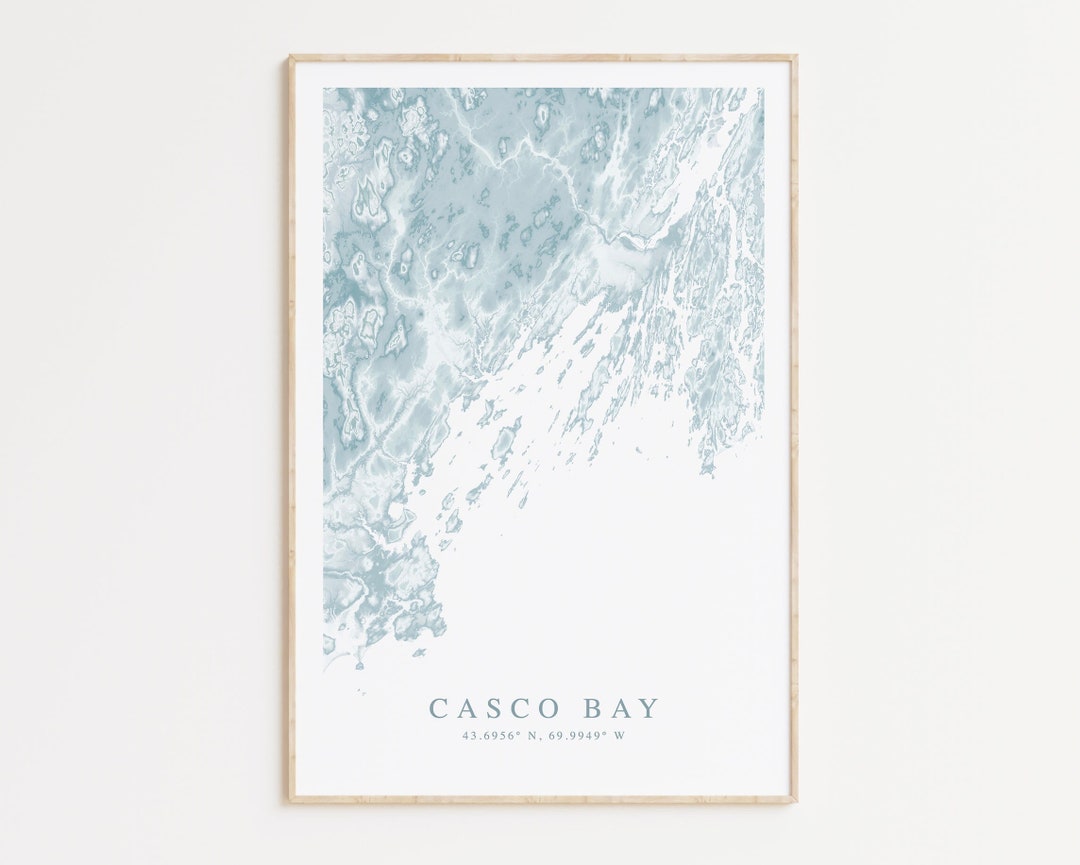 Casco Bay Maine Map Print, Casco Bay Map Poster, Portland Maine Poster, Maine Map Print, Maine ...