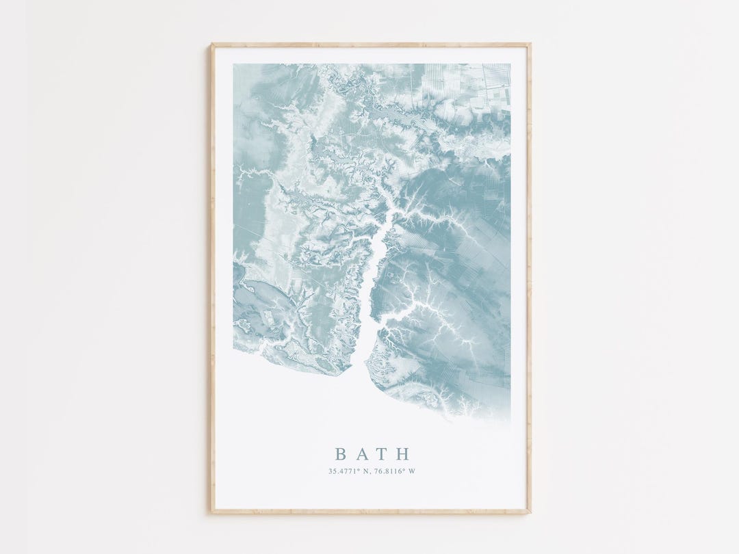 Bath North Carolina Map Print, Map of Bath North Carolina, Innter Banks ...