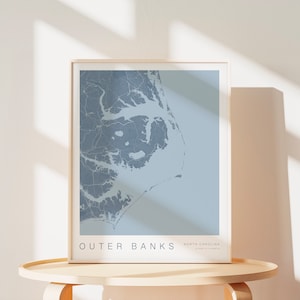 Outer Banks Map Poster, Outer Banks Print, North Carolina Map, Outer ...
