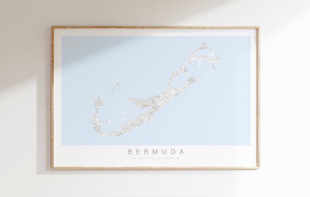 Bermuda Map Print, Bermuda Map, Bermuda Poster, Island Art, Bermuda ...
