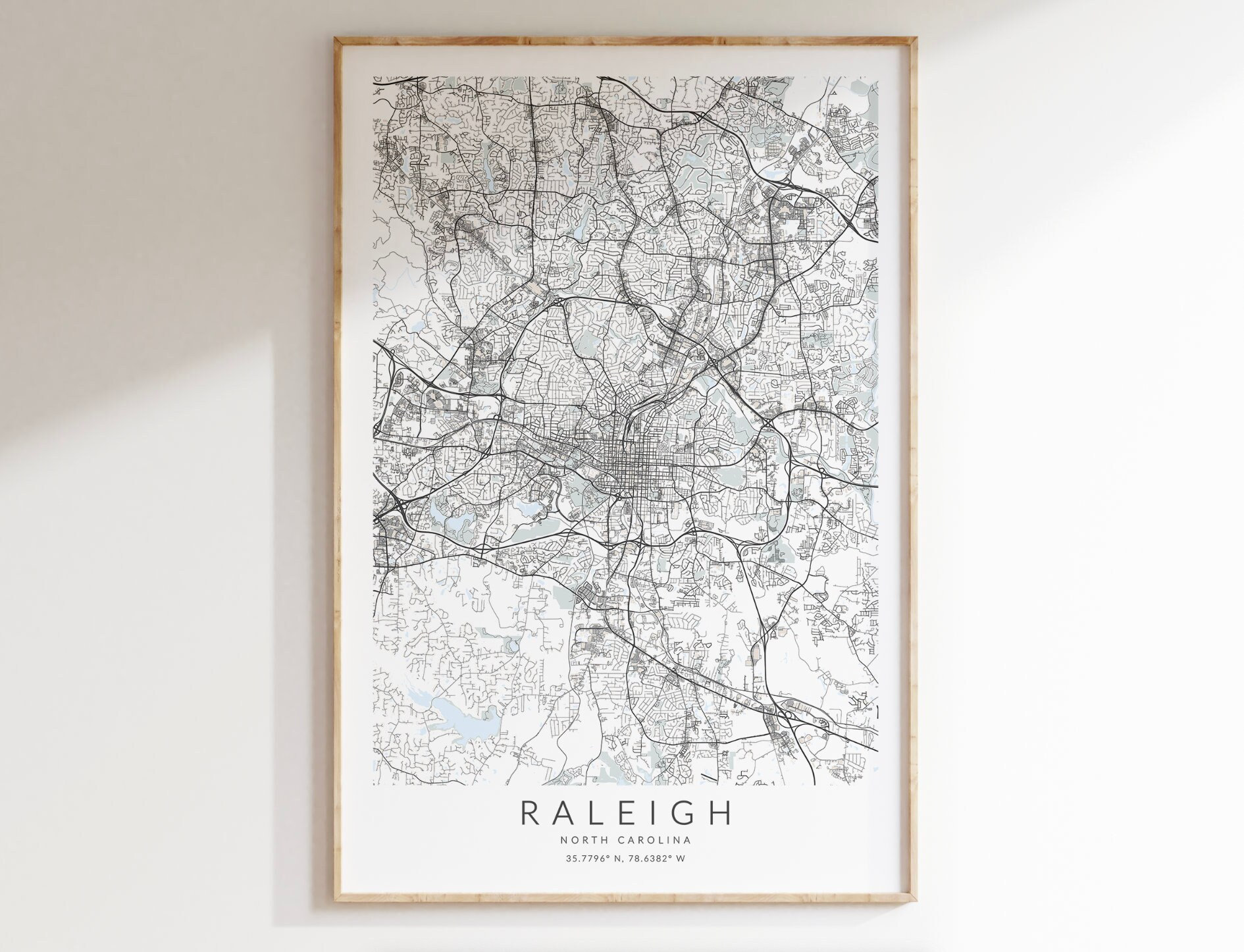 Raleigh Map Print, Raleigh North Carolina Map Poster, North Carolina ...
