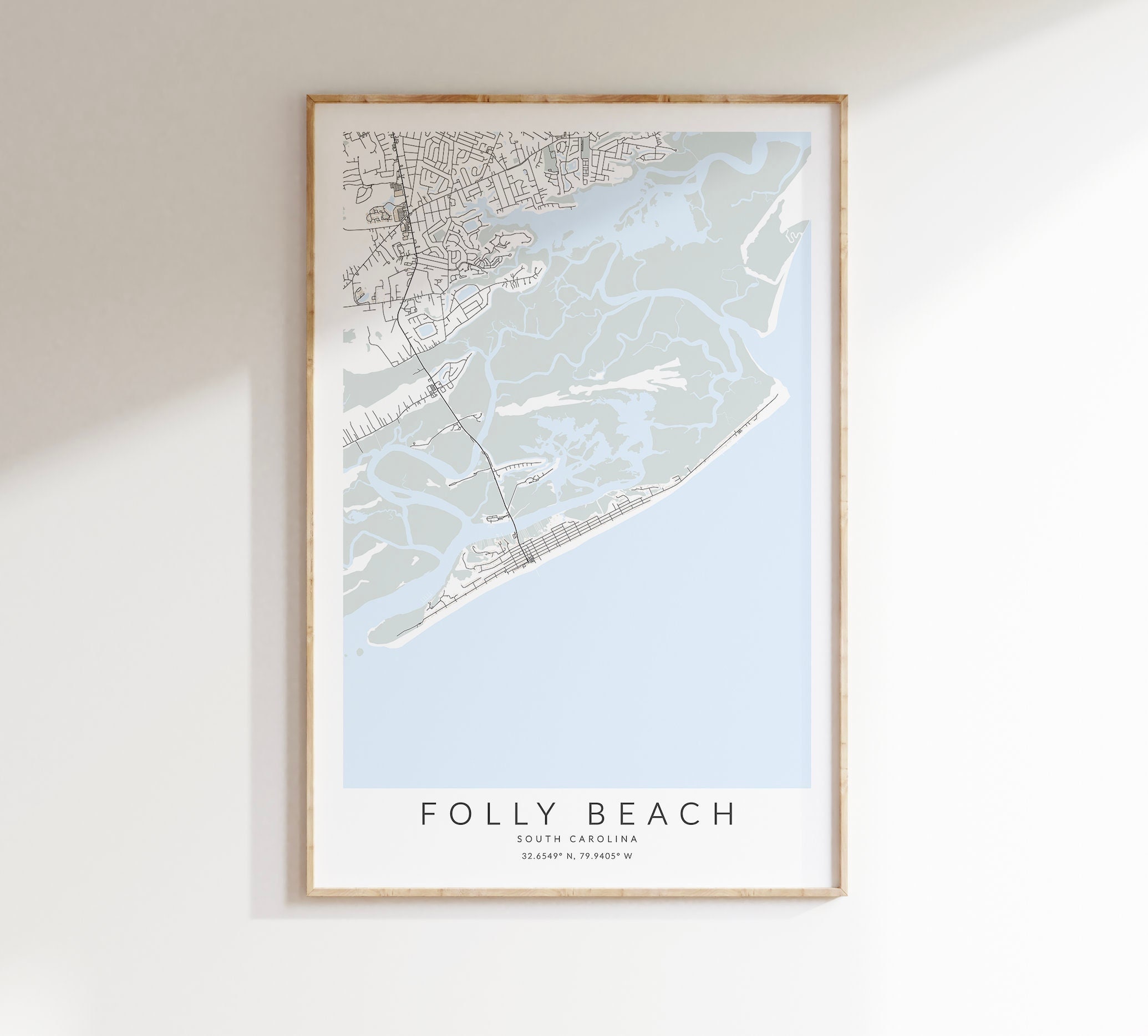 Folly Beach South Carolina Map Print, Map of Folly Beach, Charleston ...