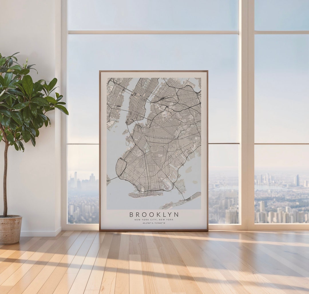 Brooklyn New York Map Print, New York City Poster, Brooklyn Gift Map ...