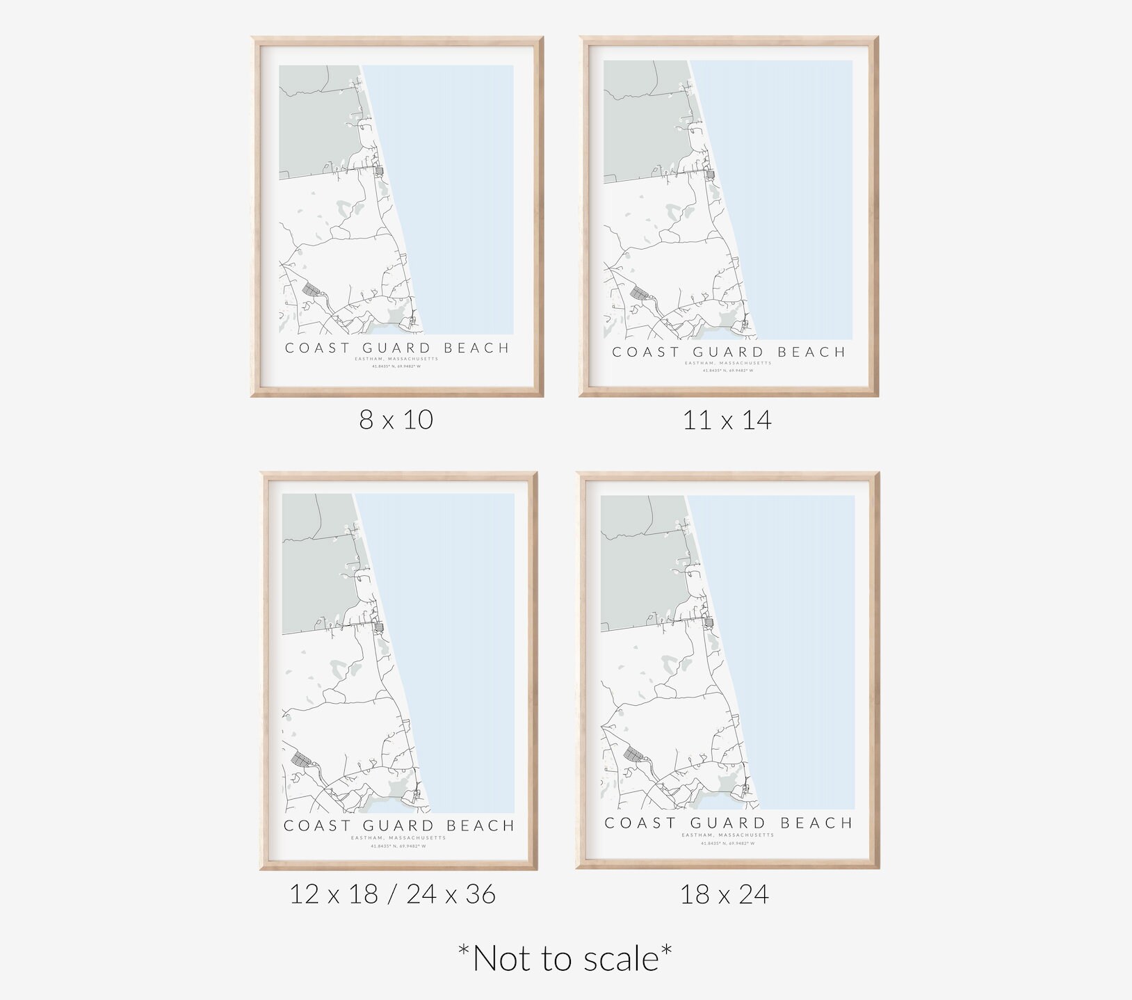 Coast Guard Beach Map Print, Cape Cod Map Print, Eastham Massachusetts ...