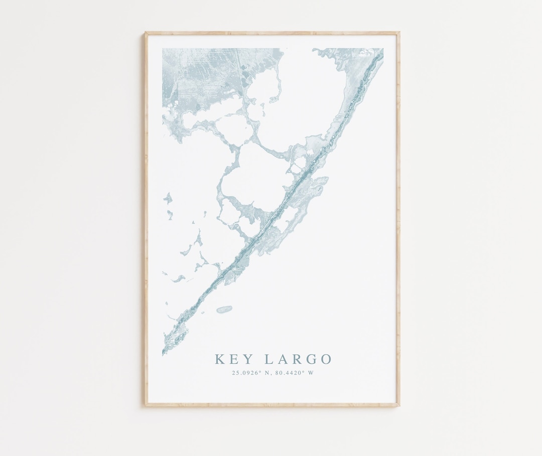 Key Largo Florida Map Print, Map of Key Largo, Florida Keys Map Print ...