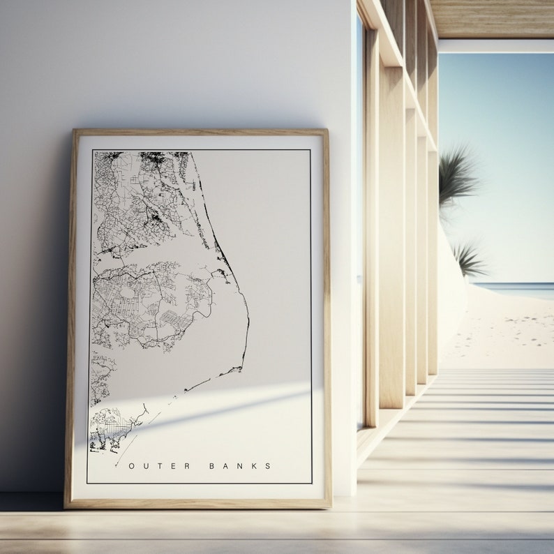 Outer Banks Map Print, North Carolina Map Print, Outer Banks North ...