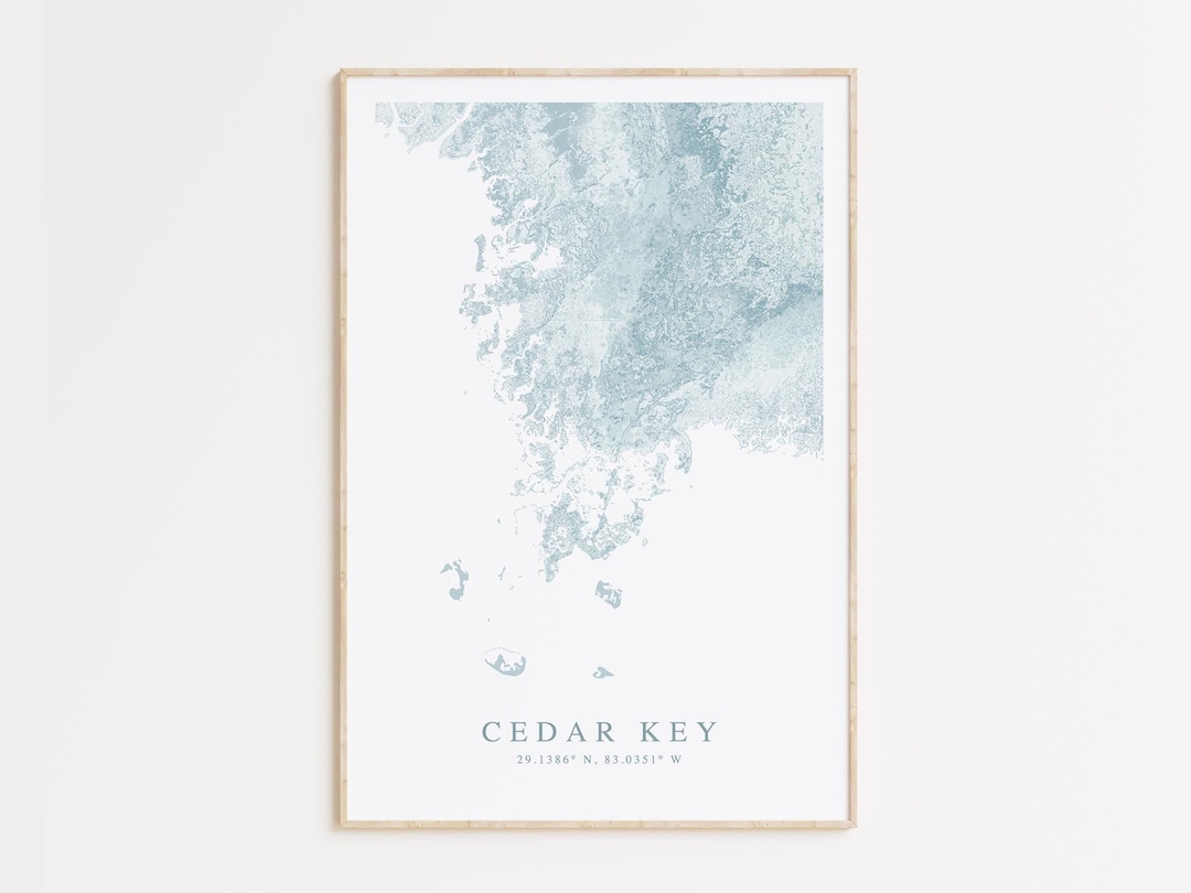 Cedar Key Map Print, Map of Cedar Key Florida, Florida Beach Home Gift ...