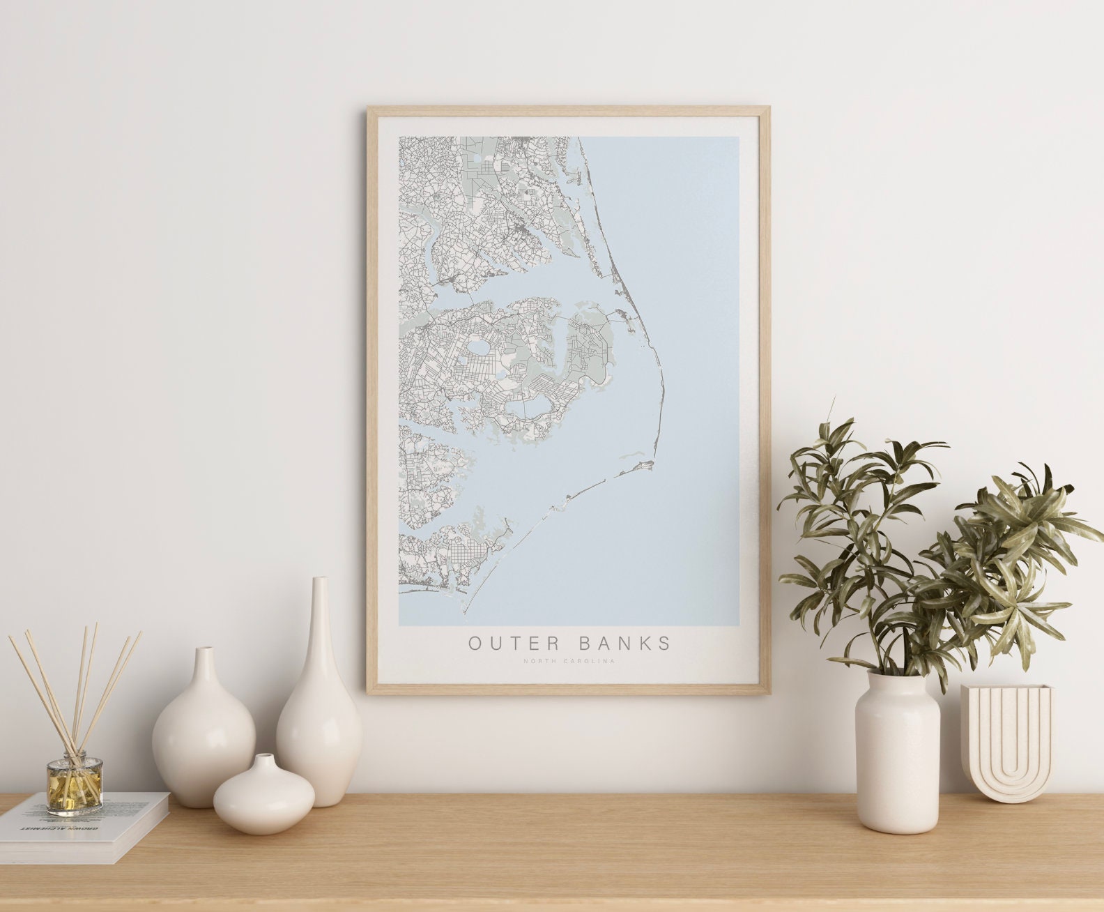 Outer Banks Map Print, North Carolina Map Print, Outer Banks North ...