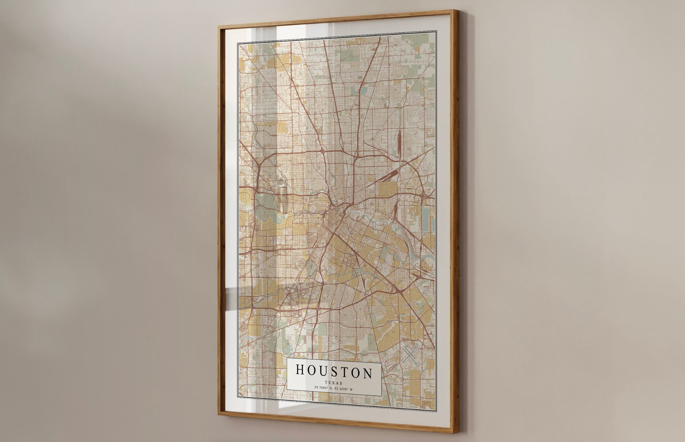 Houston Texas Vintage Map Houston Map Print Texas Map Map - Etsy