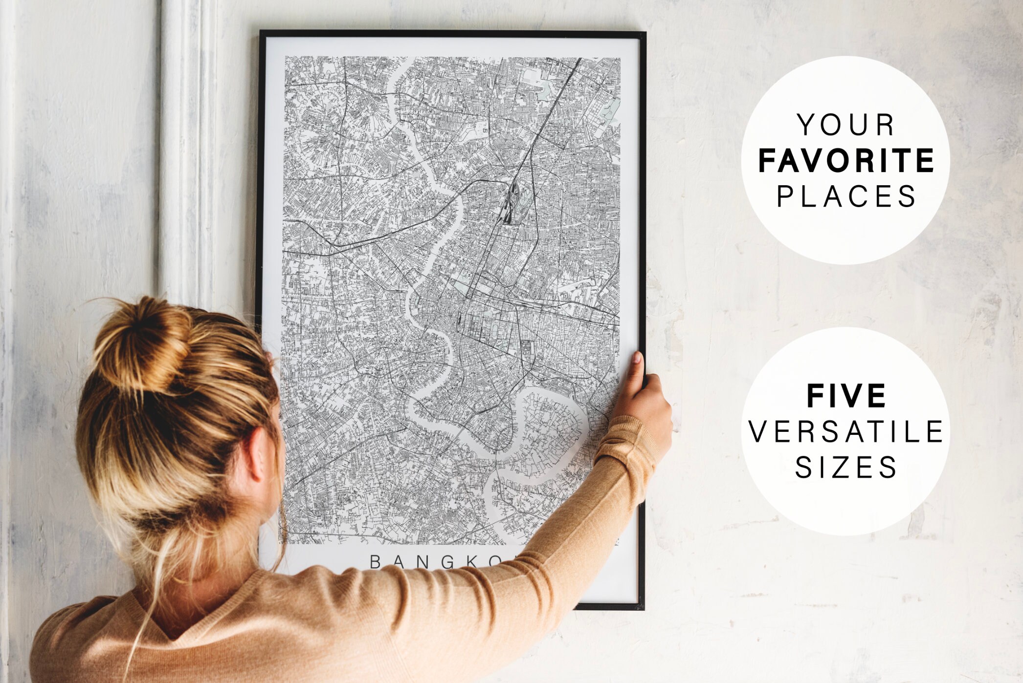 Bangkok Map Print, Map of Bangkok, Bangkok Wall Art, Thailand Map ...