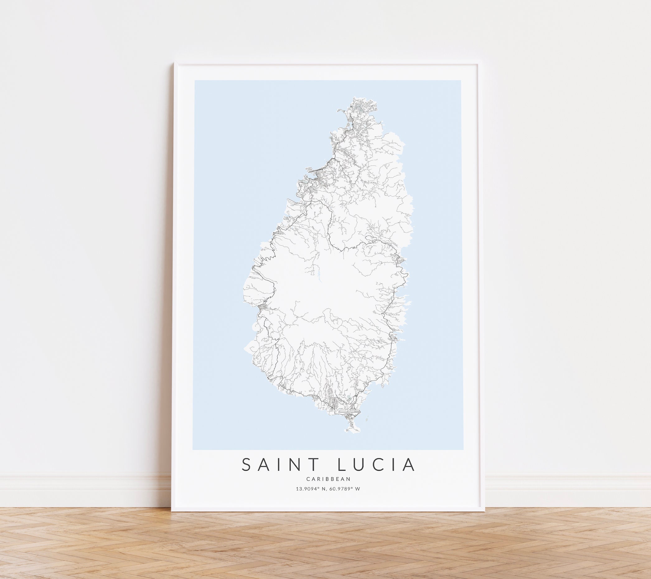 Saint Lucia Map Print, St Lucia Art, Saint Lucia Decor, Saint Lucia ...