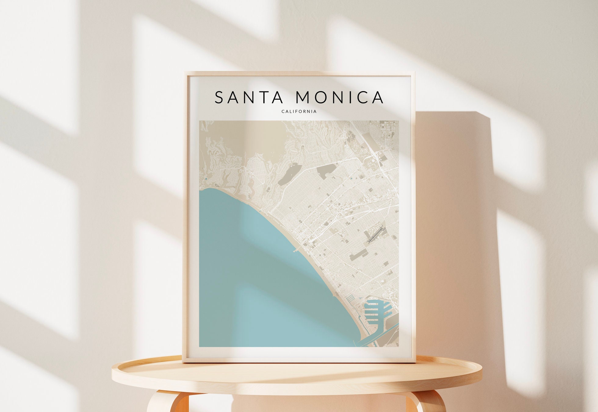 Santa Monica Map Print, Map of Santa Monica, Los Angeles Wall Art ...