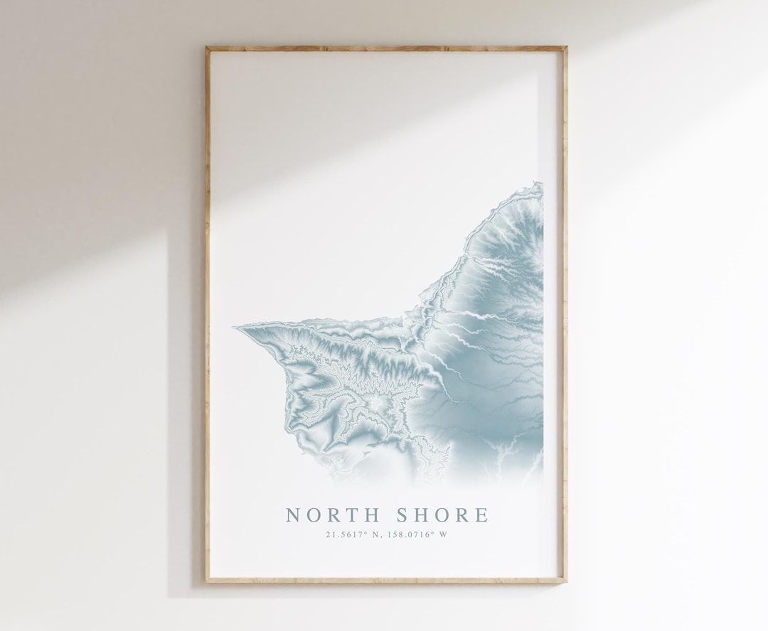 North Shore Oahu Map Print, North Shore Hawaii Poster, Oahu Wall Art ...