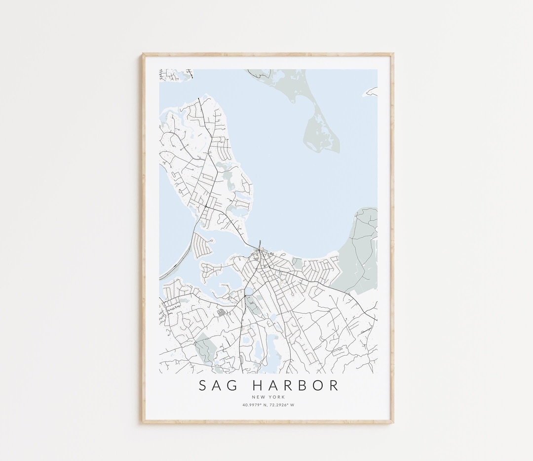 Sag Harbor Map Print, Map of Sag Harbor, the Hamptons New York, the Hamptons Map, Sag Harbor ...